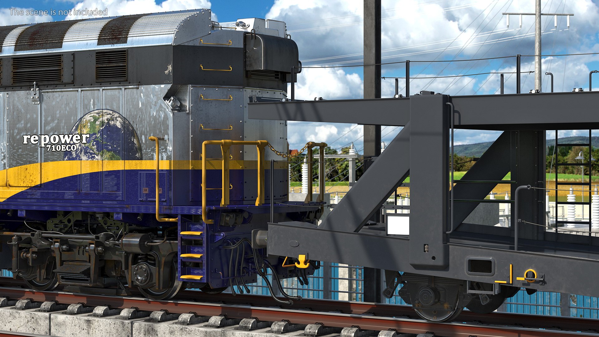 Diesel Electric Locomotive with Autorack Car Transporter 3D ...