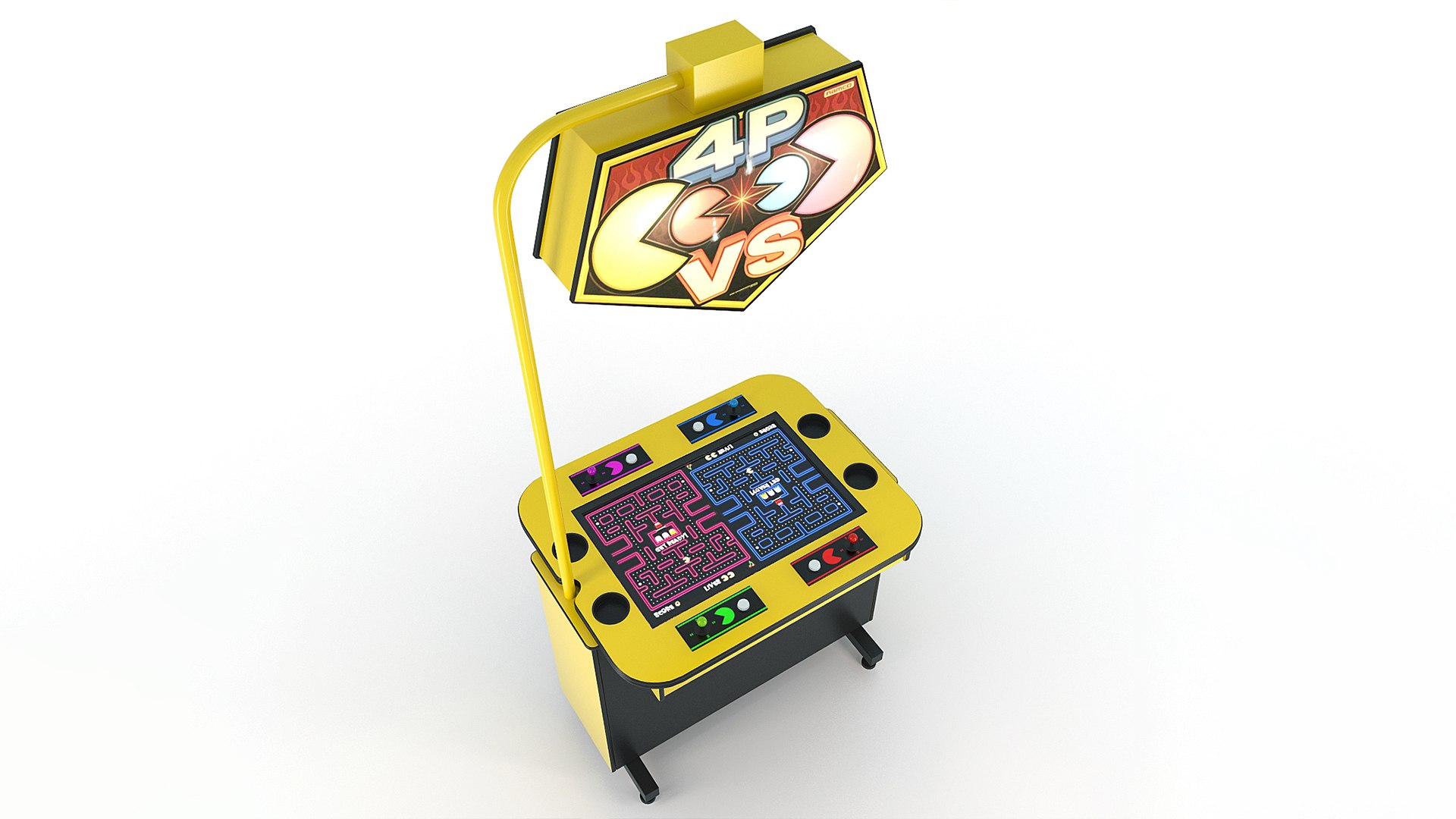 Pac-man 4 Players Arcade 3d Model