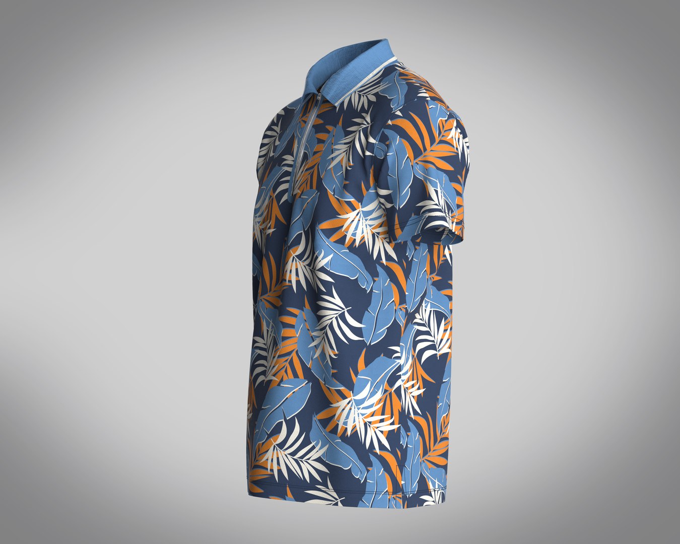 Mens Blue Printed Polo Shirt 3D Model - TurboSquid 1974844
