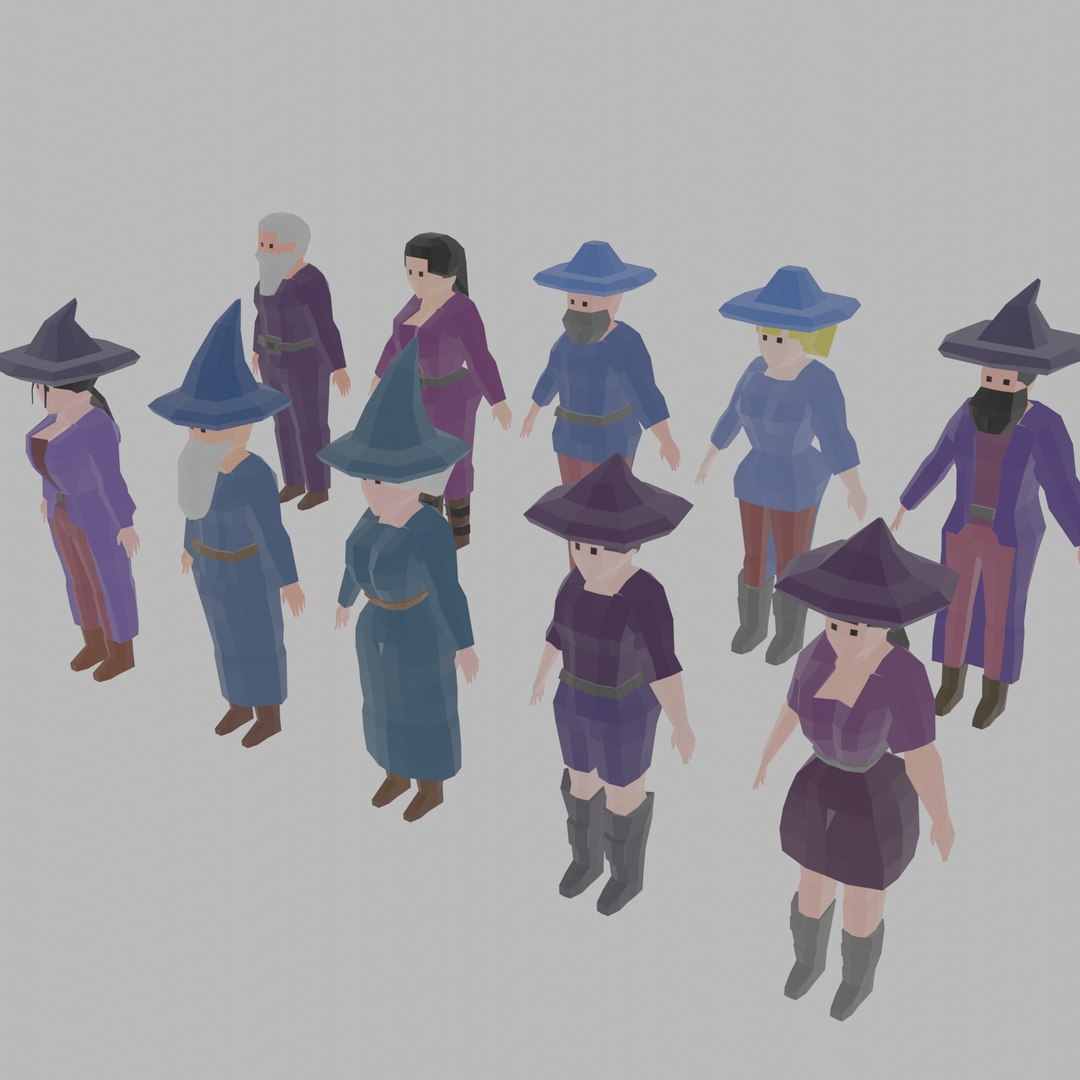 Low Poly Wizards Collection Pack Rigged 3D model - TurboSquid 2172088