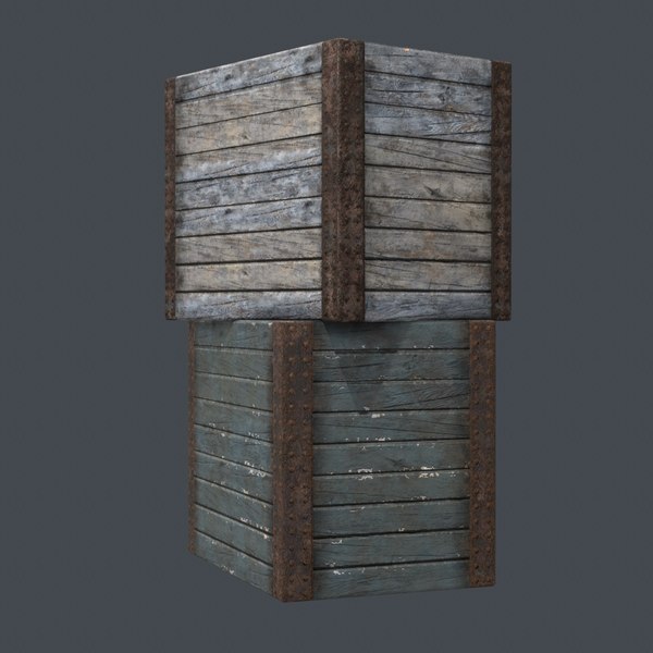 large medieval wood crate 3d model