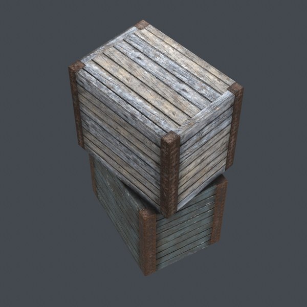 large medieval wood crate 3d model