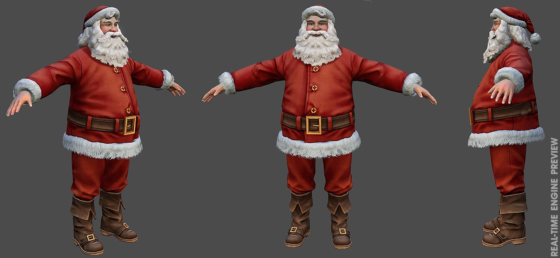 3d Model New Year Santa Real-time