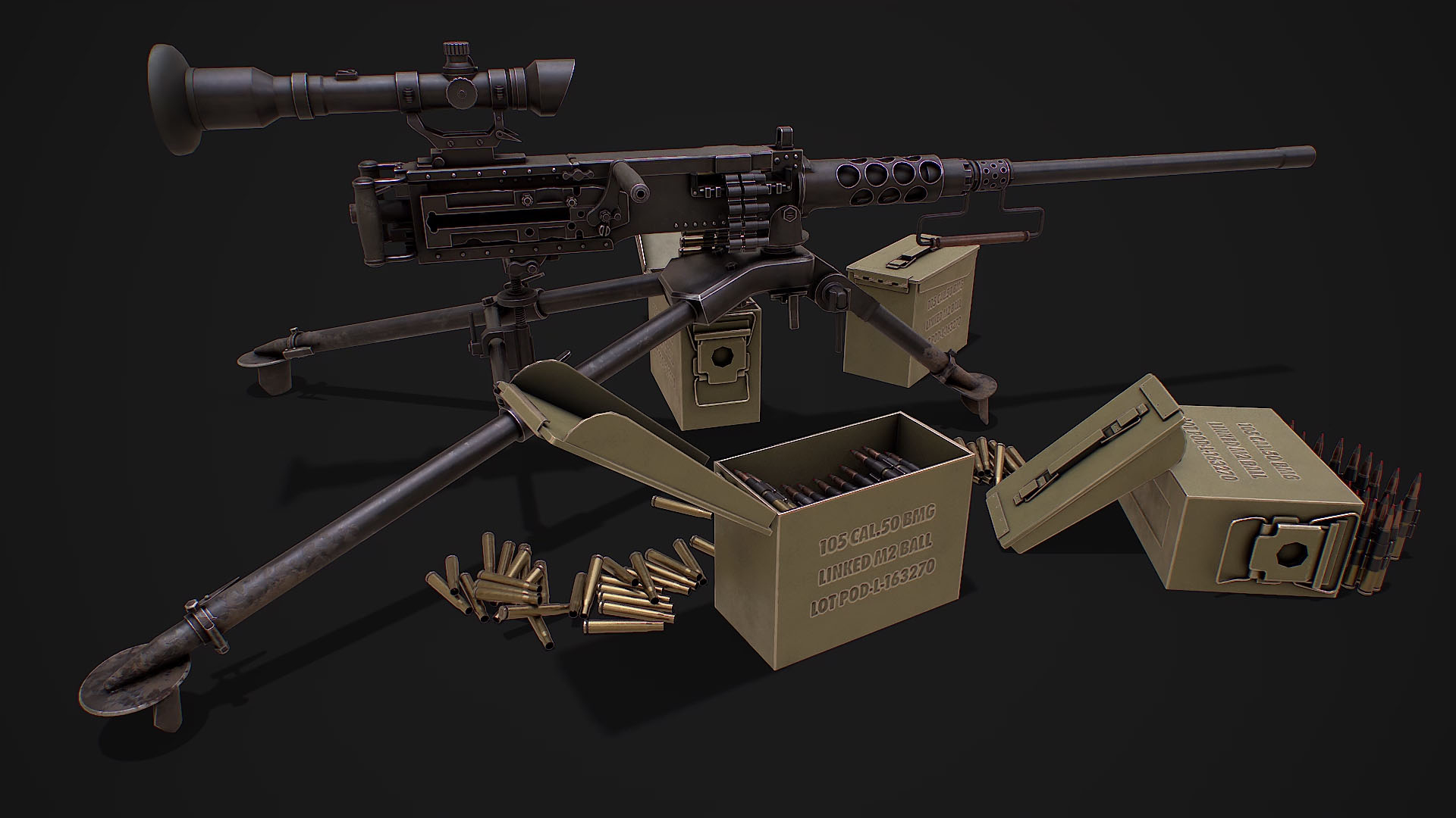 Army Machine Gun With Optical Sight 3D - TurboSquid 2206153