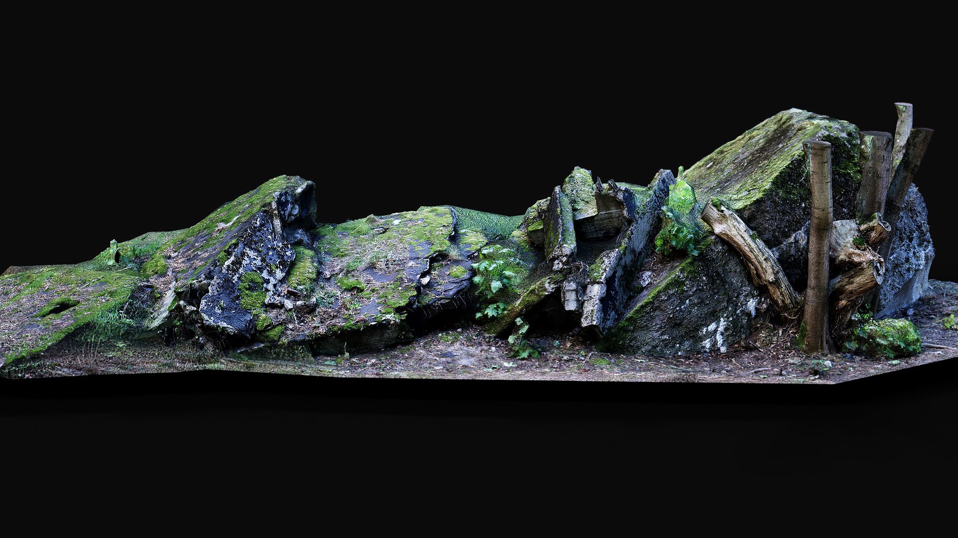 3D Destroyed Ww2 Bunker Concrete Debris Moss Photogrammetry ...