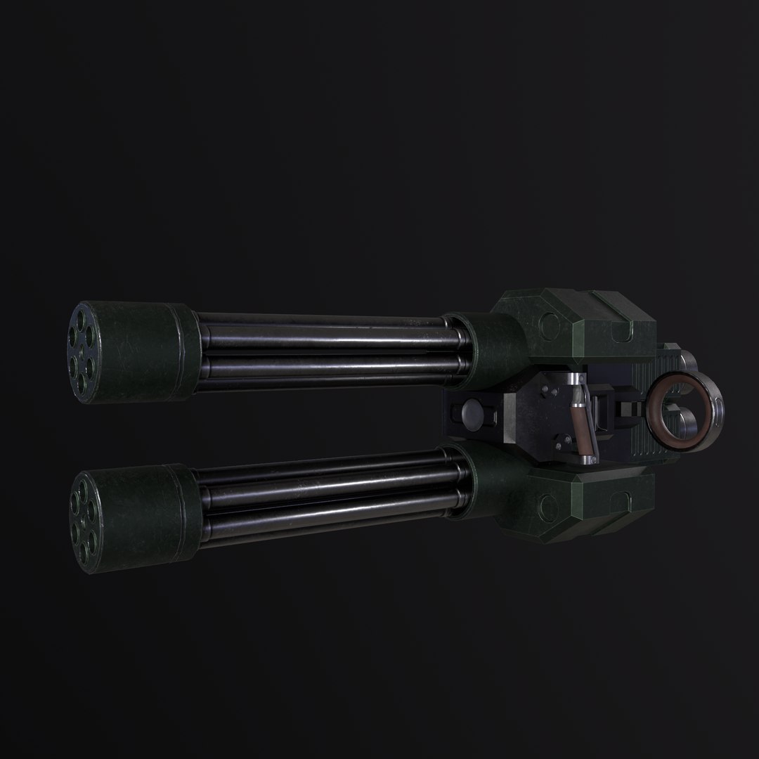 3D Model Futuristic Twin Minigun PBR - TurboSquid 2277335