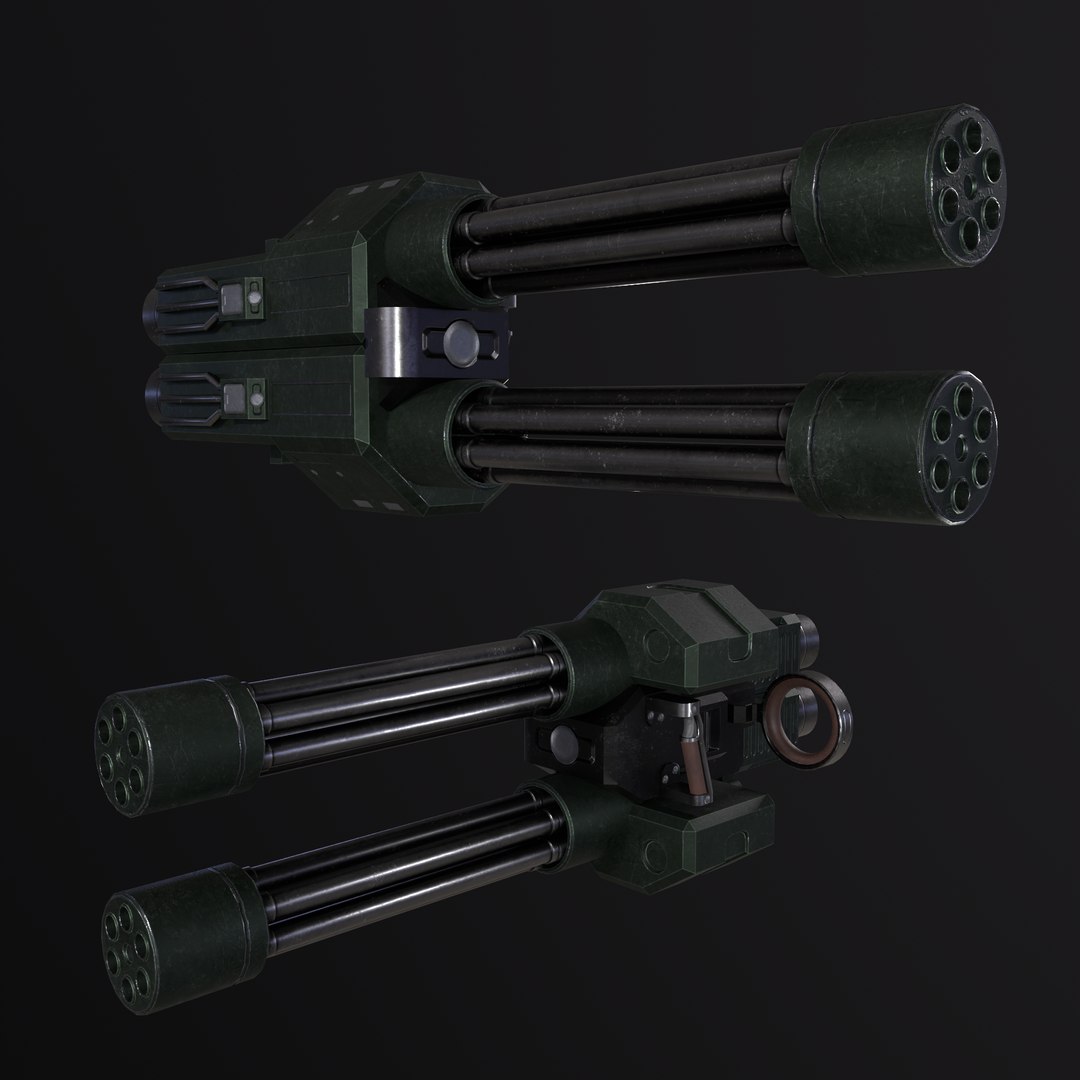 3D Model Futuristic Twin Minigun PBR - TurboSquid 2277335