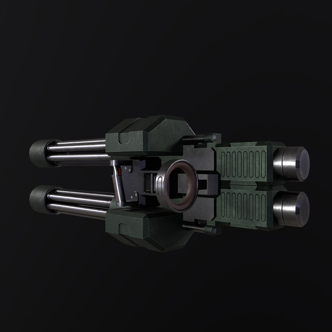 3D Model Futuristic Twin Minigun PBR - TurboSquid 2277335