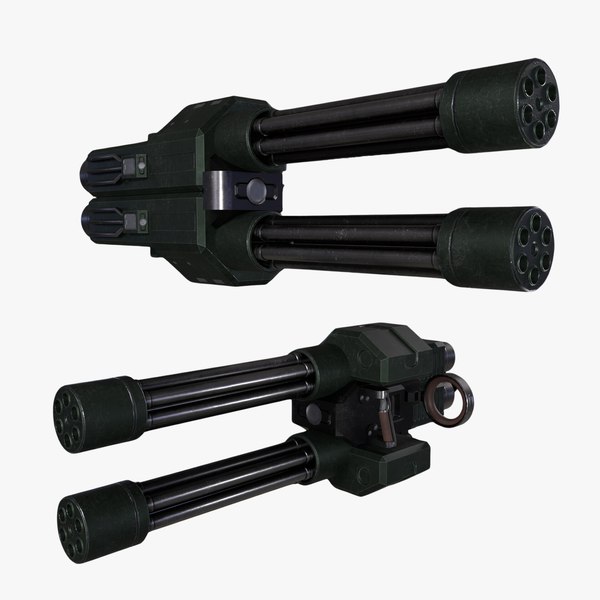 modelo 3d Futurista minigun doble PBR - TurboSquid 2277335