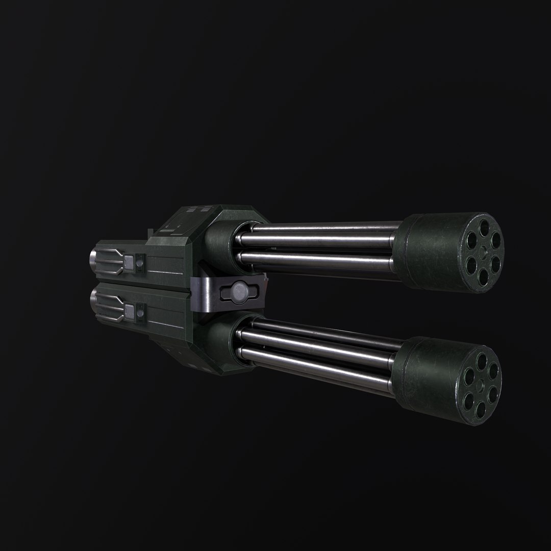 3D Model Futuristic Twin Minigun PBR - TurboSquid 2277335