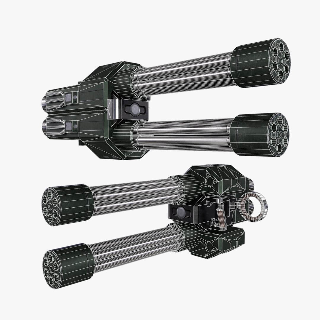 3D Model Futuristic Twin Minigun PBR - TurboSquid 2277335