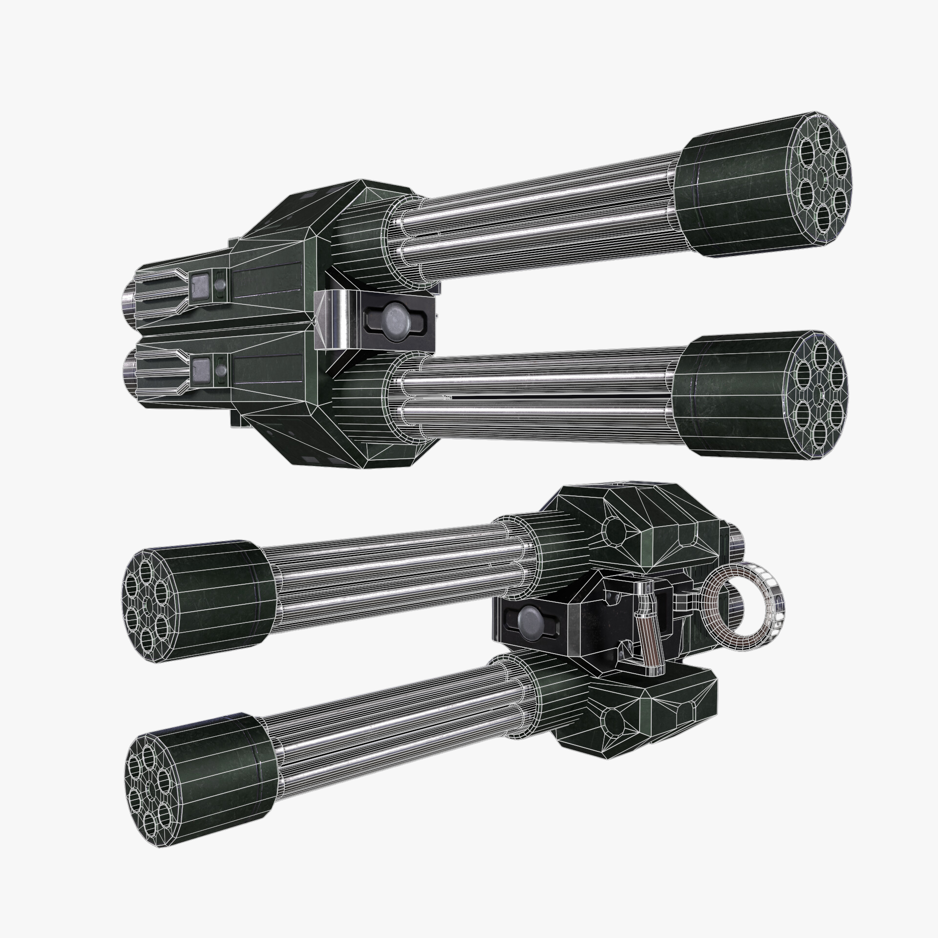 modelo 3d Futurista minigun doble PBR - TurboSquid 2277335