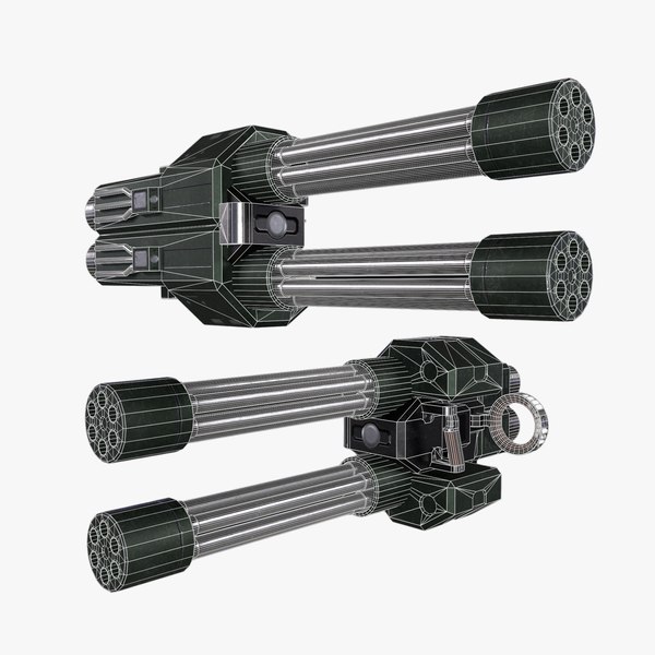 modelo 3d Futurista minigun doble PBR - TurboSquid 2277335