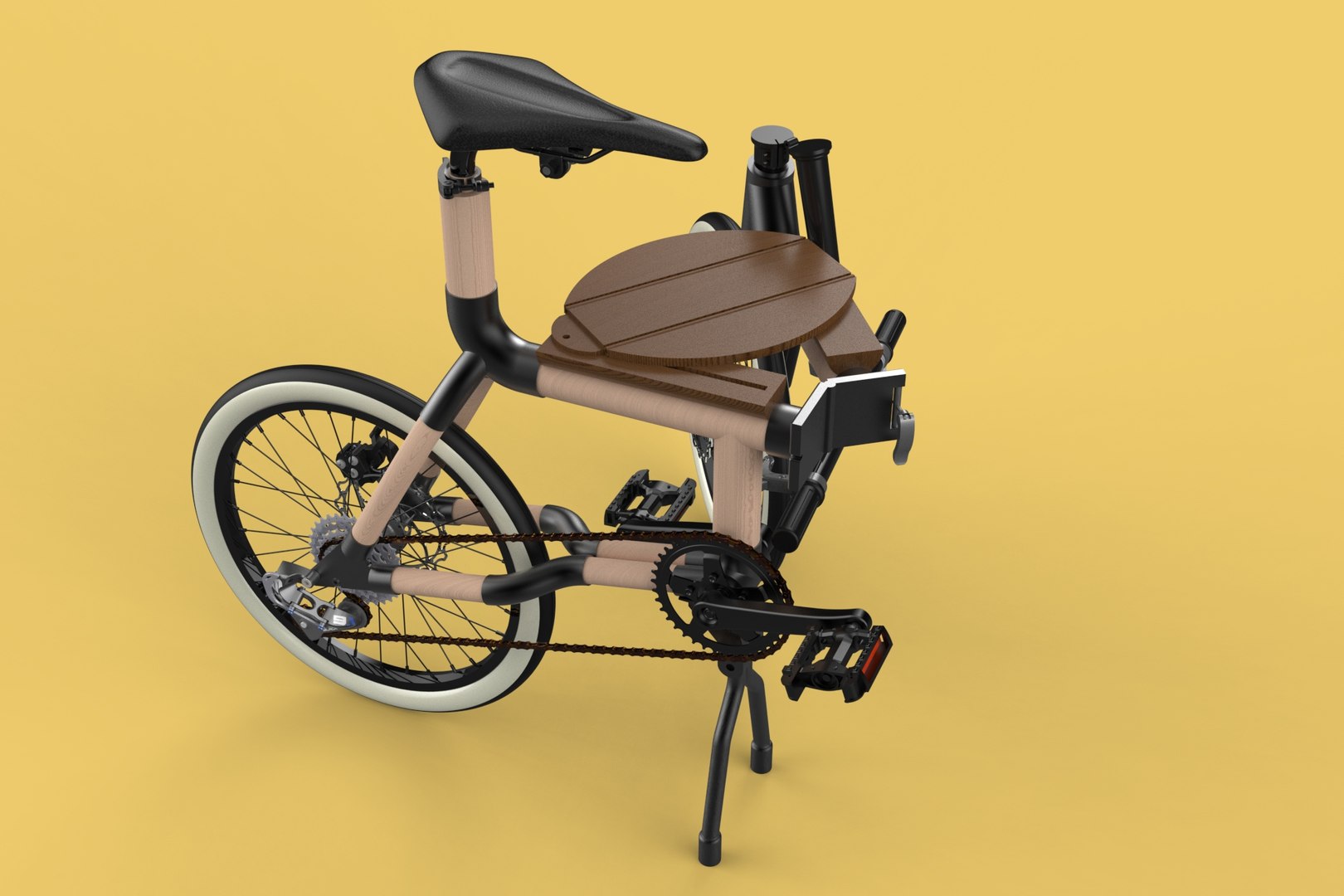 3D WOODEN RATTAN FOLDING BIKE BICYCLE FOLDABLE TO CHAIR - TurboSquid ...
