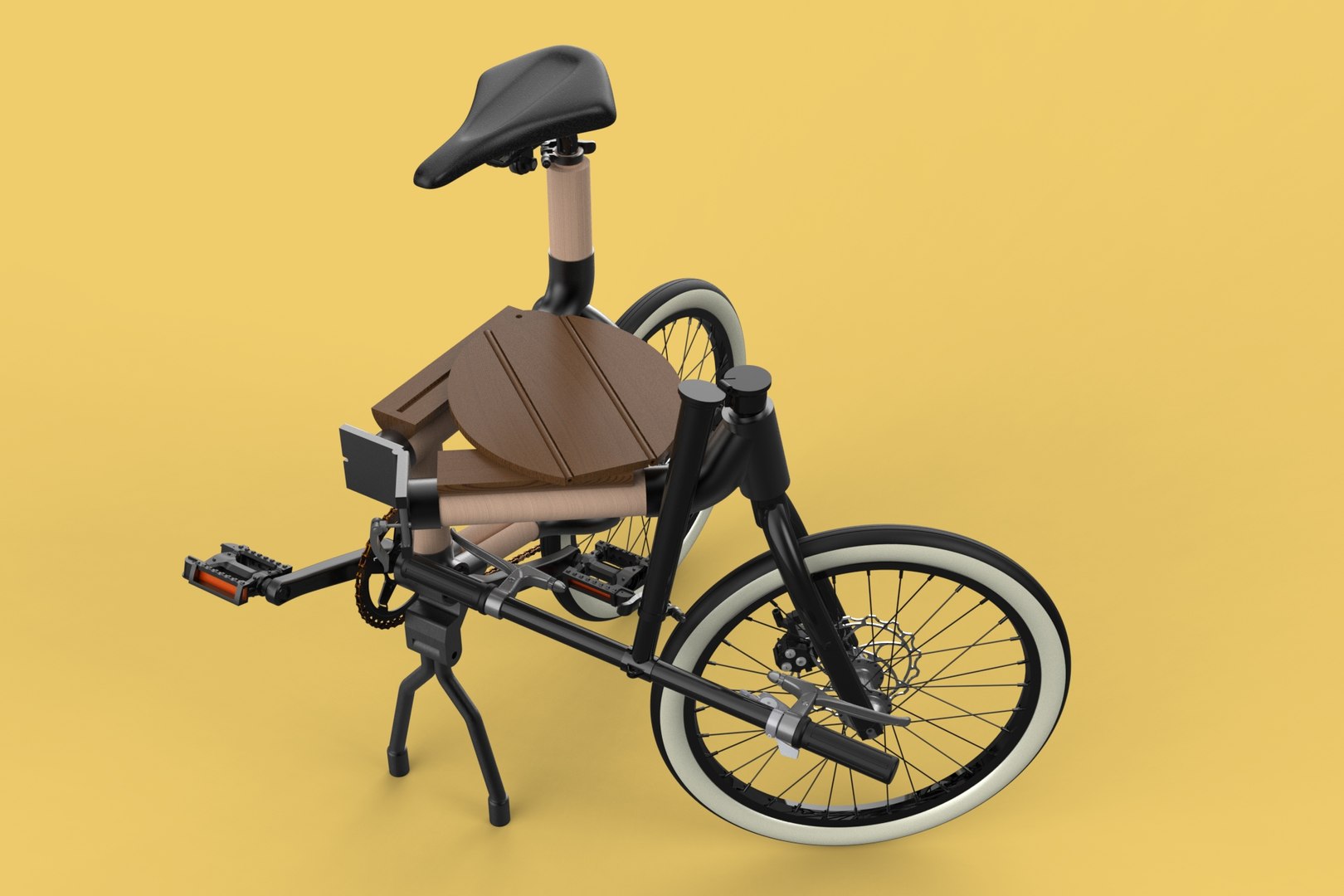 3D WOODEN RATTAN FOLDING BIKE BICYCLE FOLDABLE TO CHAIR - TurboSquid ...