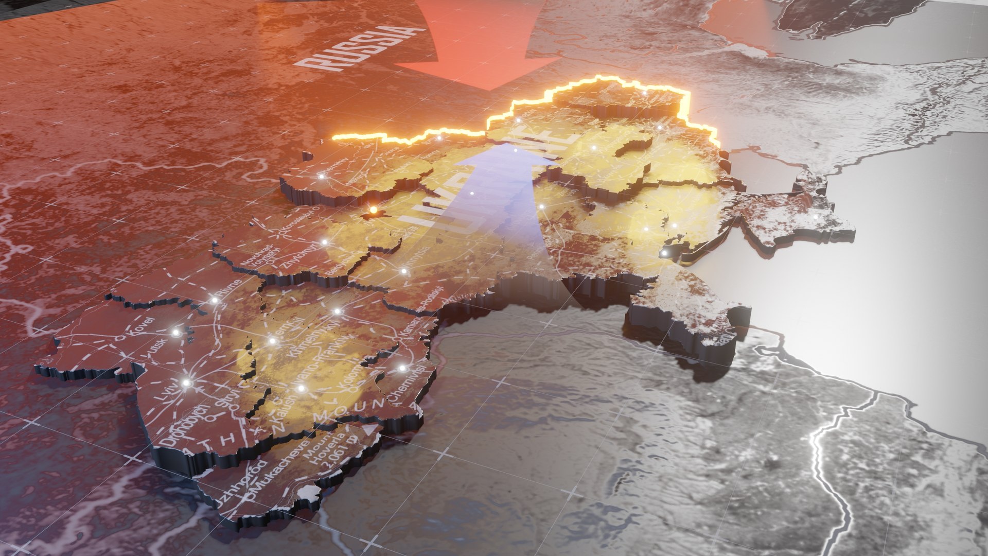 3D Ukraine Detailed Map With Animated Model - TurboSquid 1908814