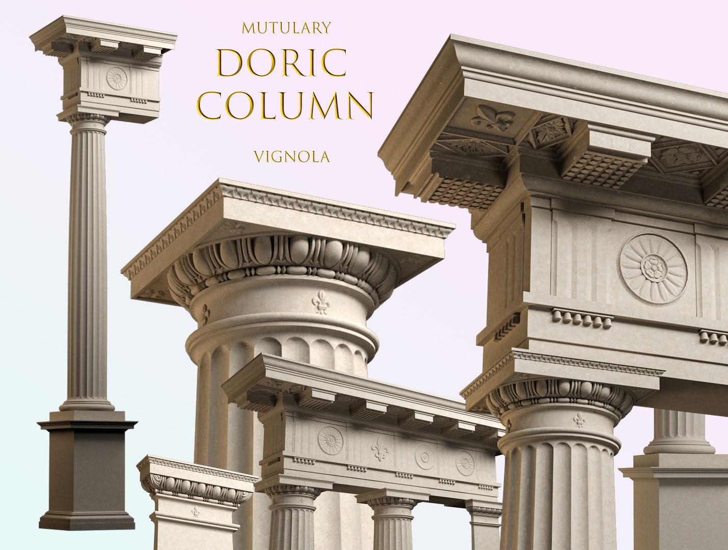 3D Doric Column With Pedestal And Entablature On Vignola Model - TurboSquid 2290528