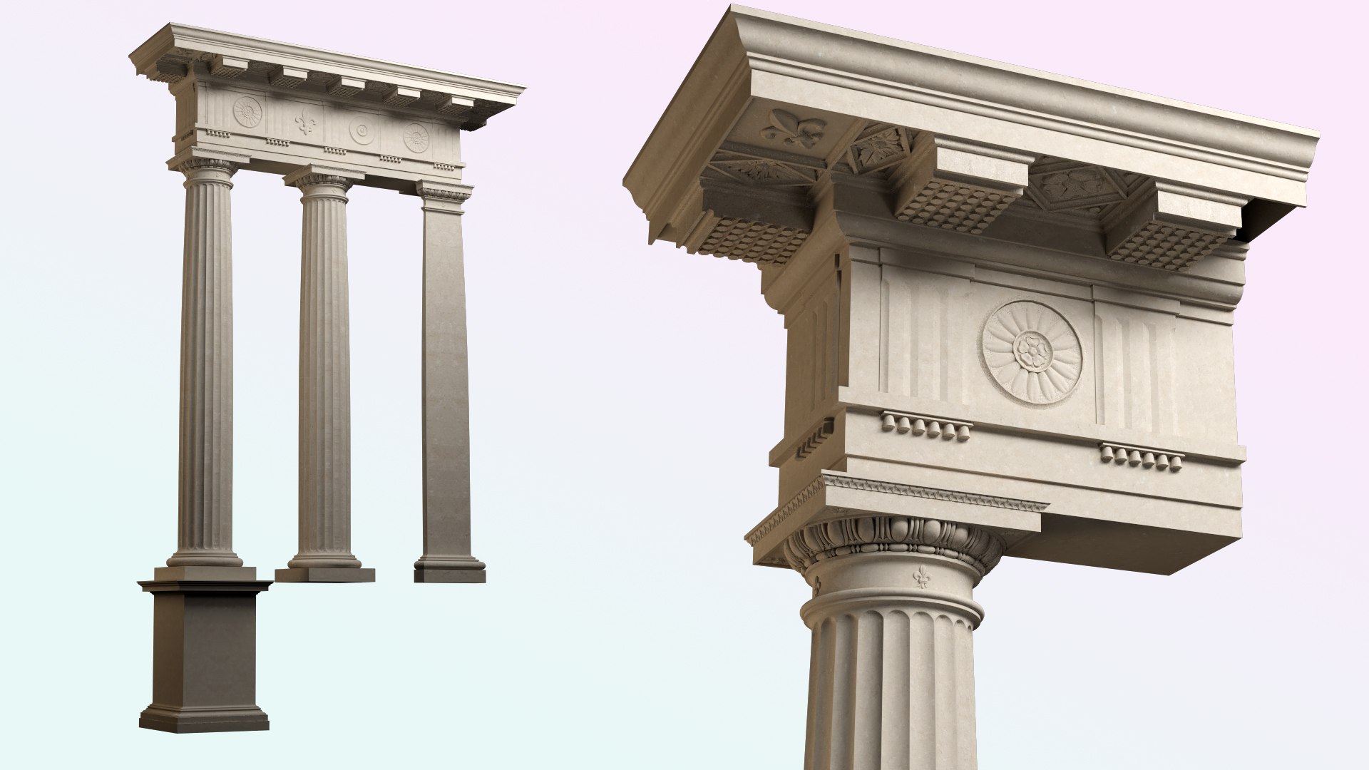 3D Doric Column With Pedestal And Entablature On Vignola Model - TurboSquid 2290528