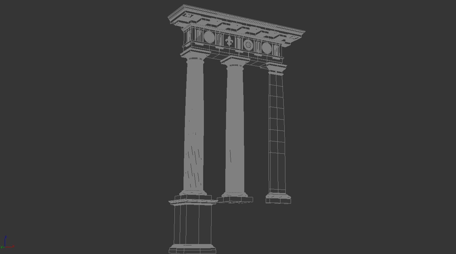 3D Doric Column With Pedestal And Entablature On Vignola Model - TurboSquid 2290528