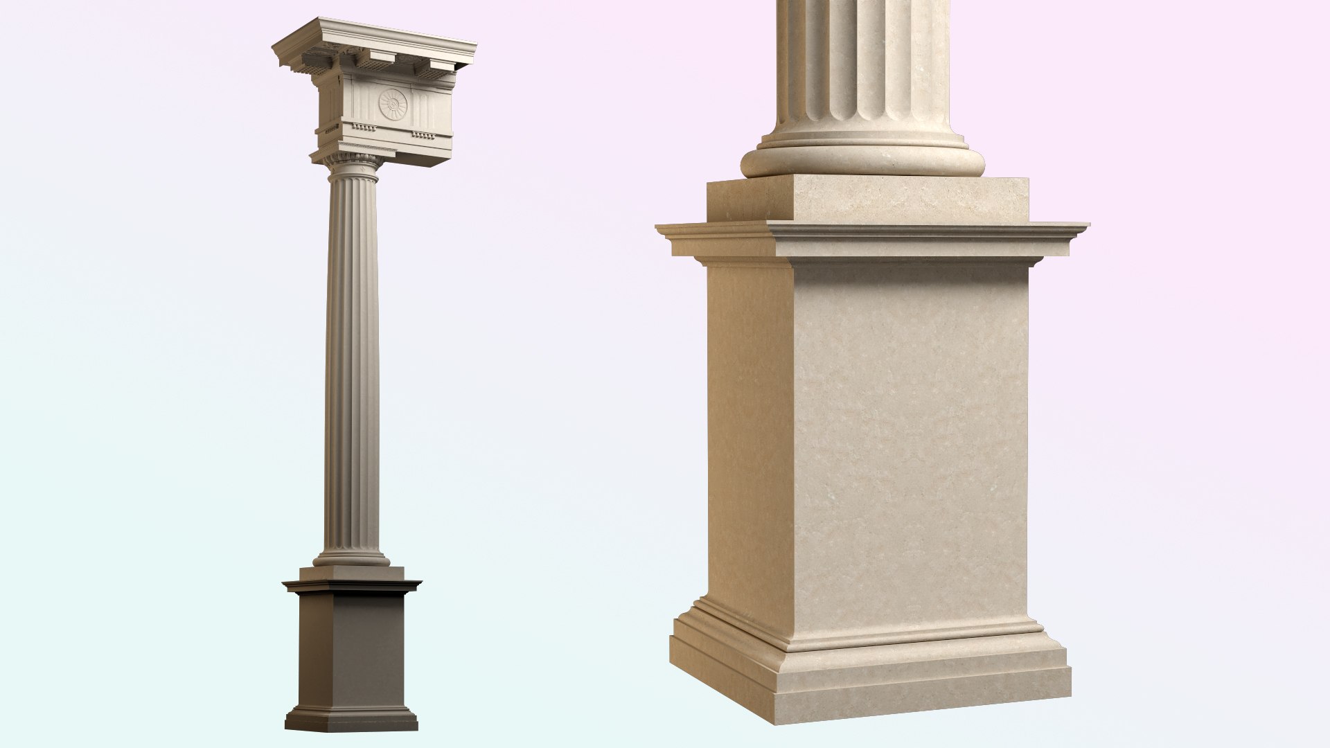 3D Doric Column With Pedestal And Entablature On Vignola Model - TurboSquid 2290528
