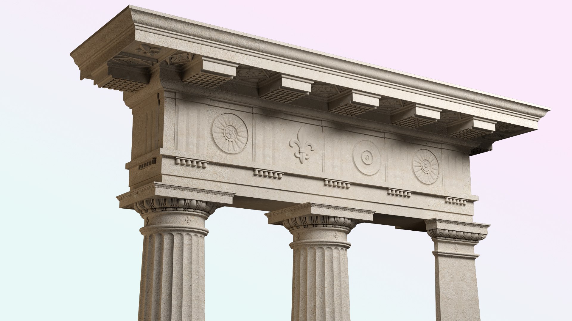 3D Doric Column With Pedestal And Entablature On Vignola Model ...