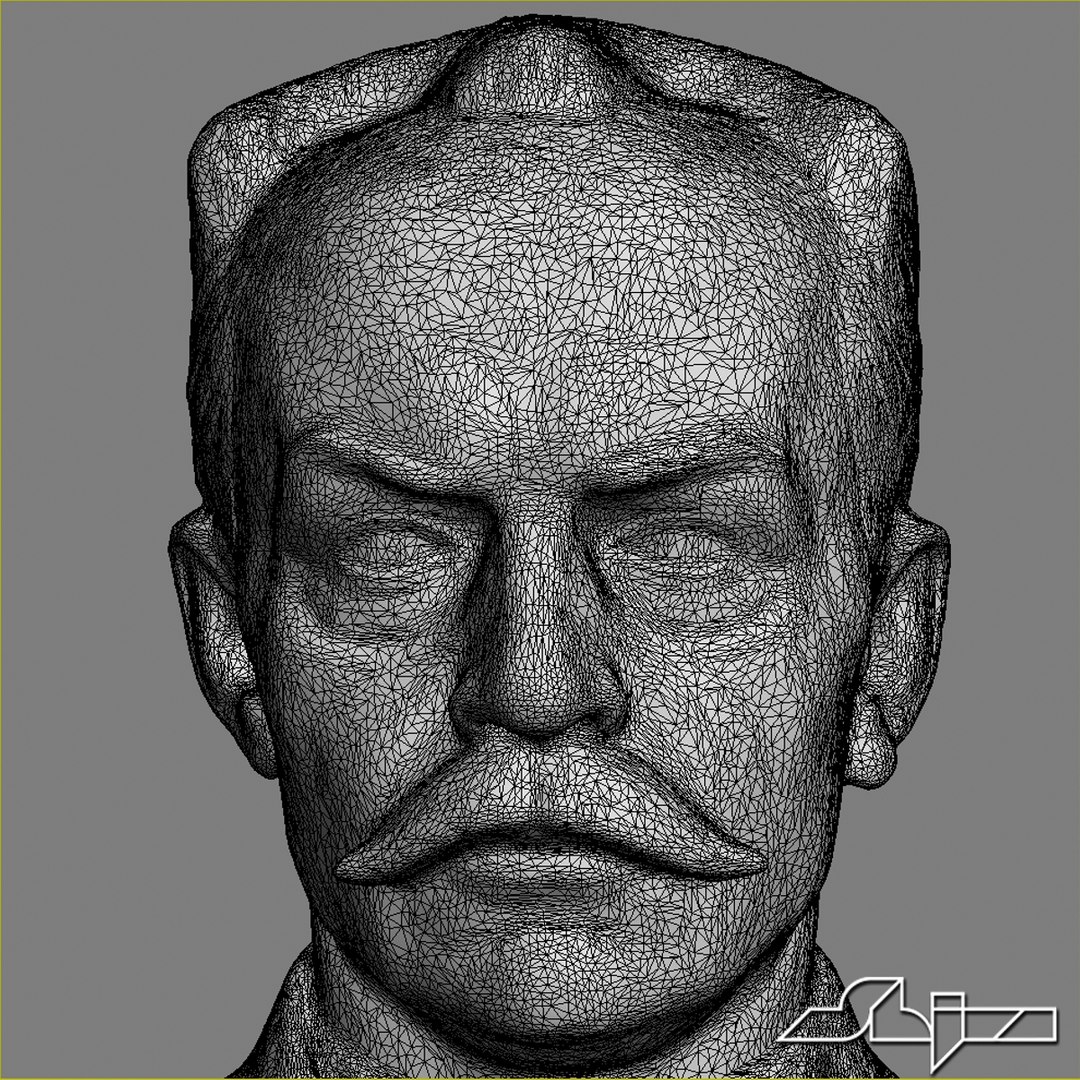 3d Man Bust Sculpture Model
