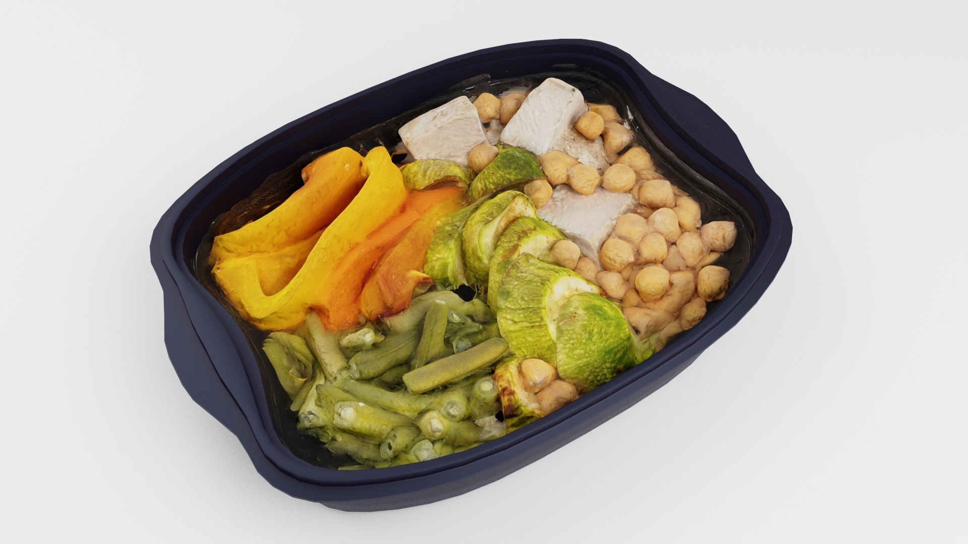 Poke Bowl Lunch Box With Bell Pepper Meat Beans Asparagus 3D Model ...