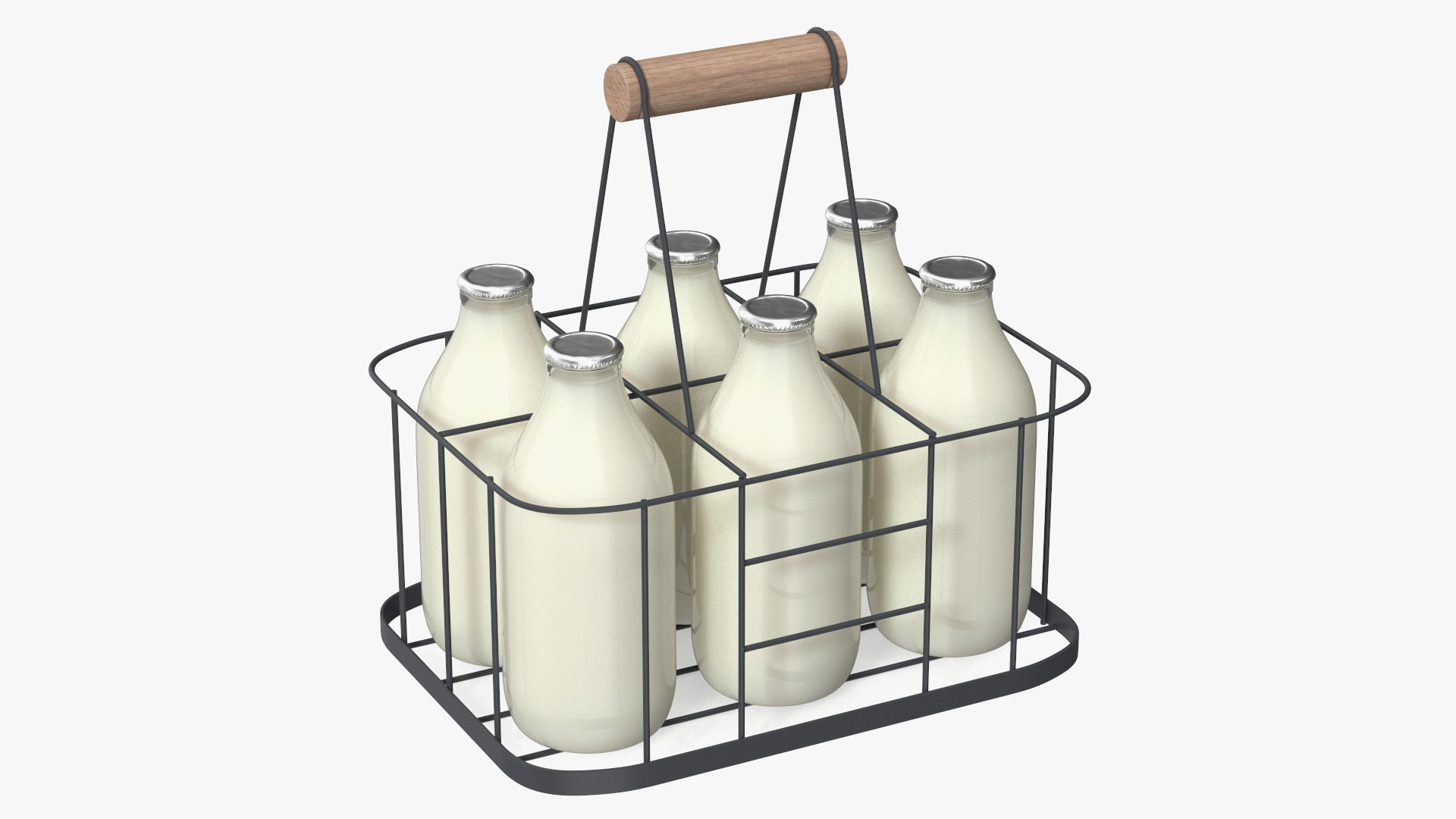 Whole Milk Bottles With Foil Top In Carrying Case Model - TurboSquid ...