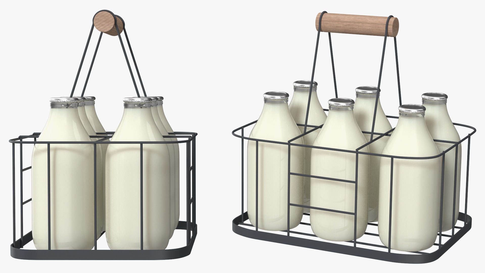 Whole Milk Bottles With Foil Top In Carrying Case Model - TurboSquid ...