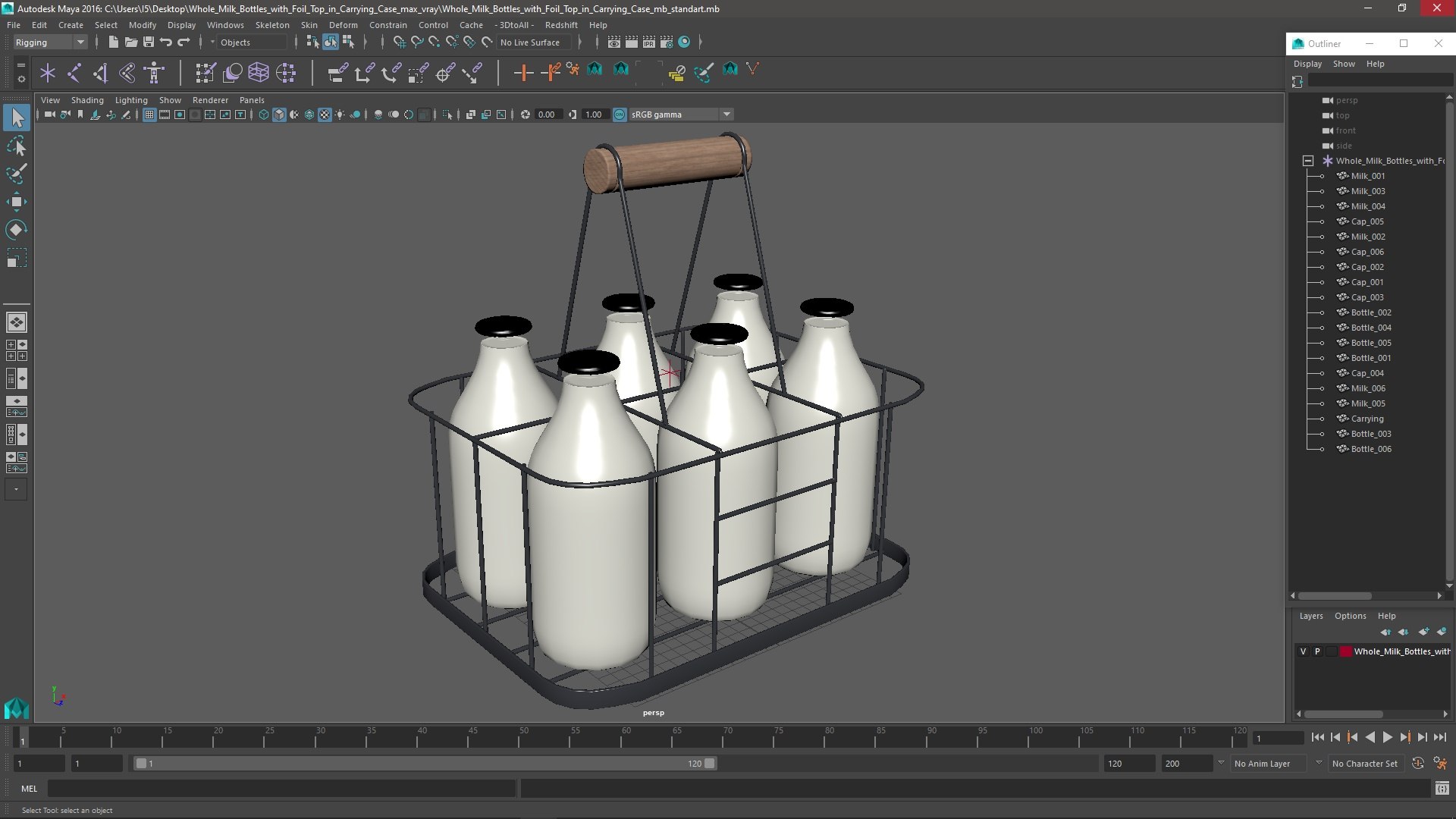 Whole Milk Bottles With Foil Top In Carrying Case Model - TurboSquid ...