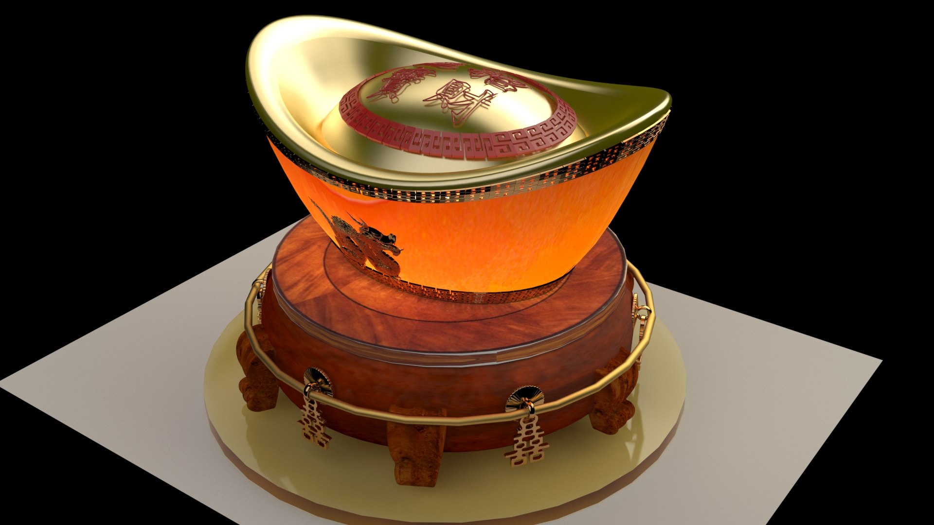 3D Chinese Gold Ingot Model - TurboSquid 1621529