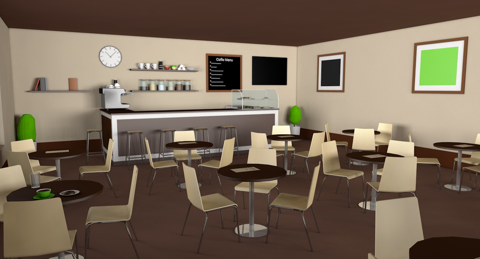 Coffee Shop Exterior Interior Architecture 3d Model