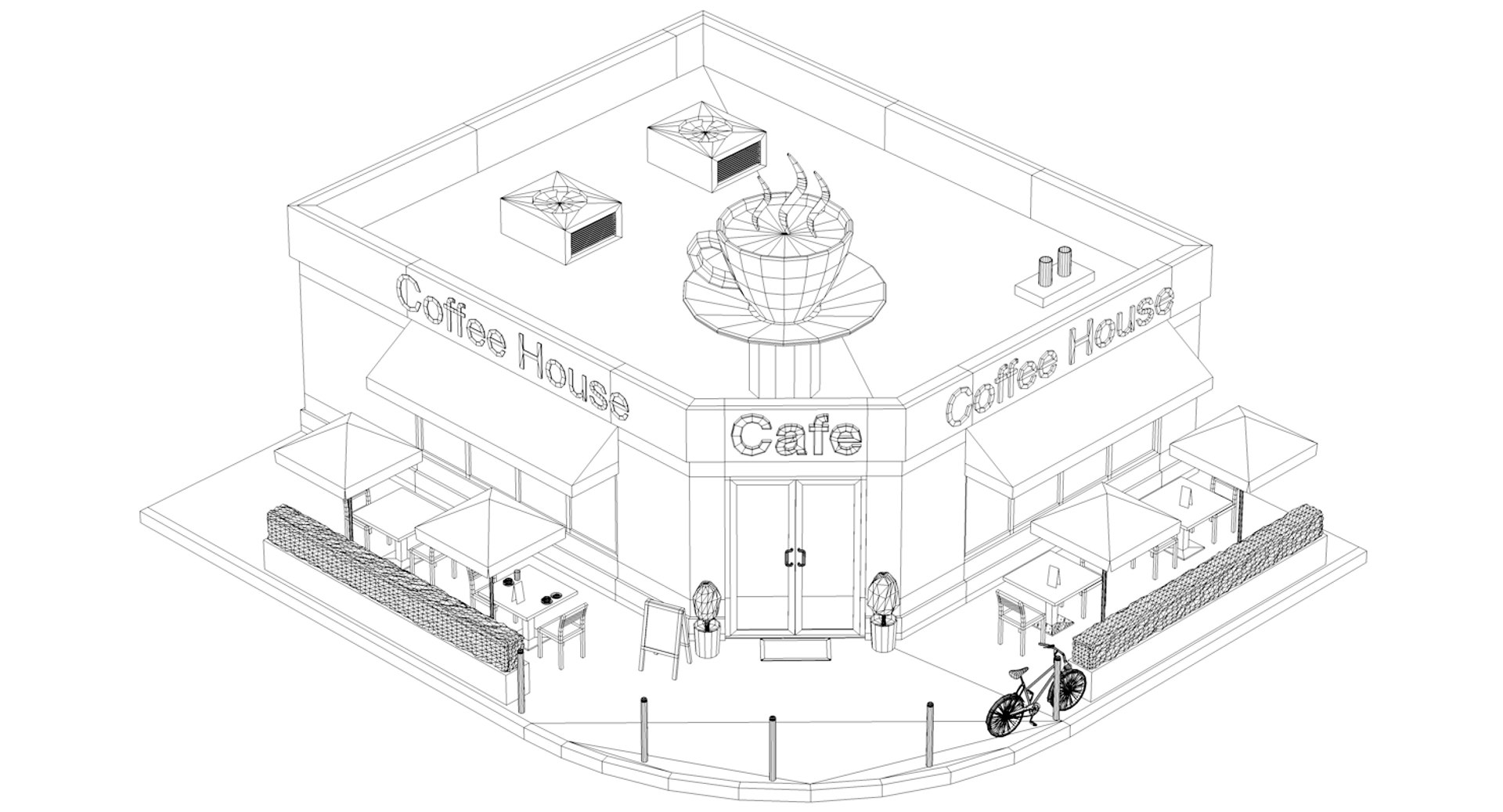 Coffee Shop Exterior Interior Architecture 3d Model
