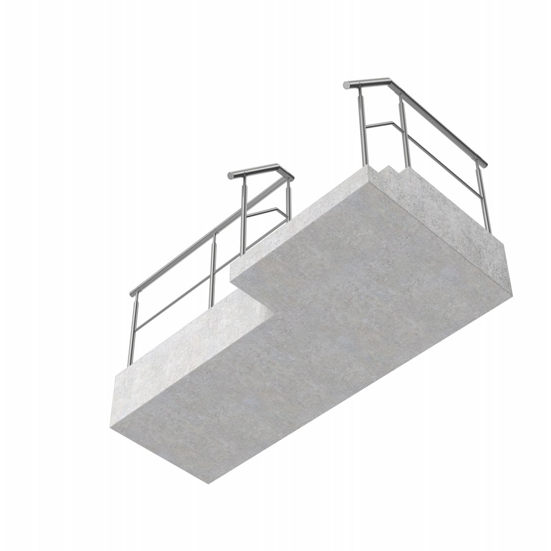 3D Iron Railings And Concrete Stairs Model - TurboSquid 2212773