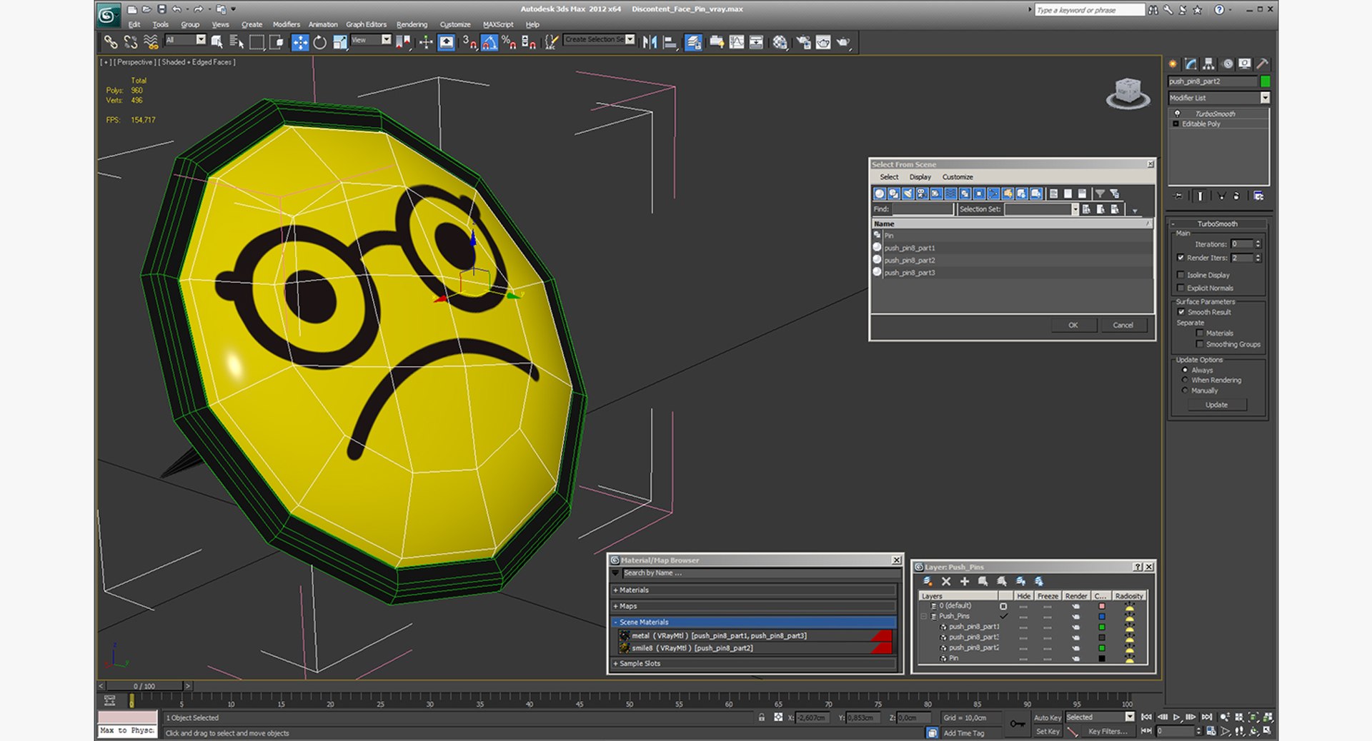 3D Discontent Face Push Pin Model - TurboSquid 1425067