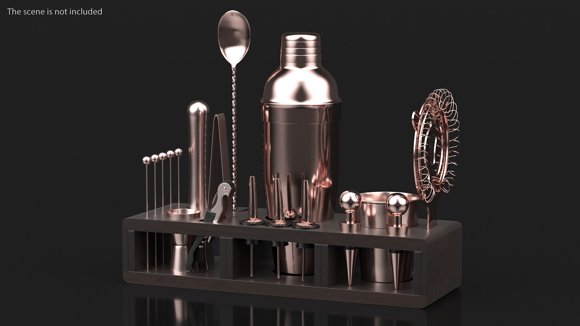 3D Copper Bar Kit with Wooden Stand 21 Pieces - TurboSquid 1794545