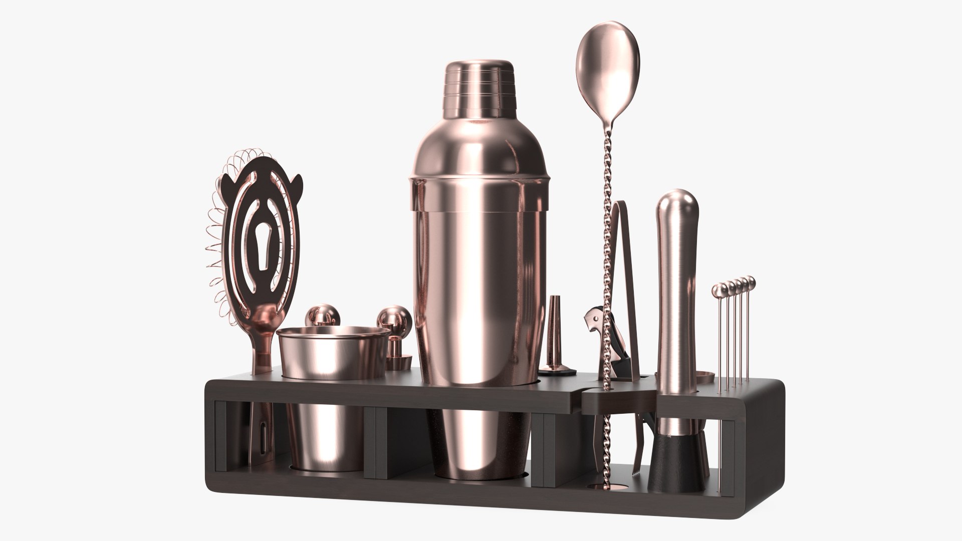 3D Copper Bar Kit with Wooden Stand 21 Pieces - TurboSquid 1794545