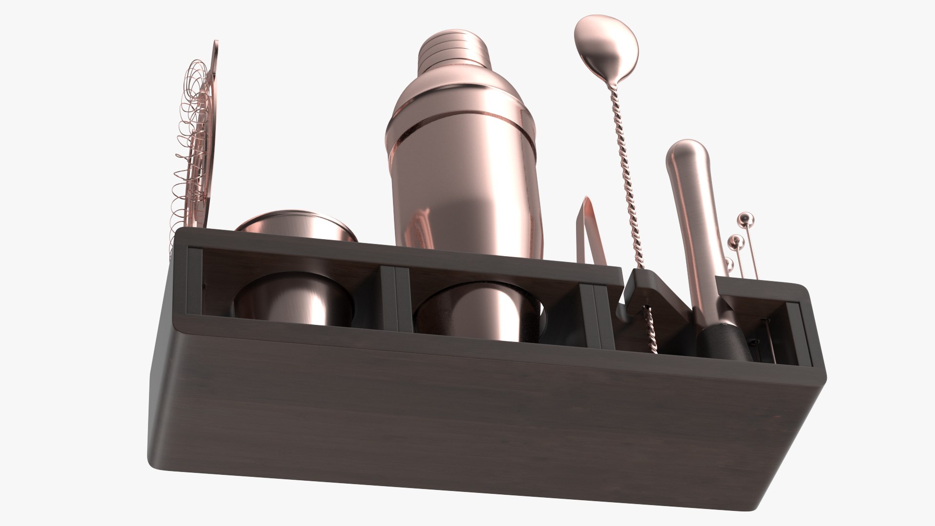 3D Copper Bar Kit with Wooden Stand 21 Pieces - TurboSquid 1794545