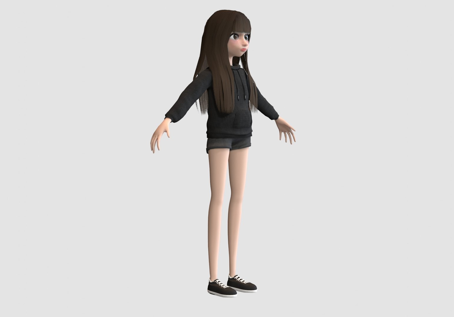 Female Cartoon Teenager 3D Model - TurboSquid 1907796
