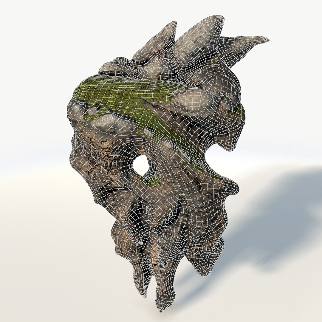 3d floating island rock