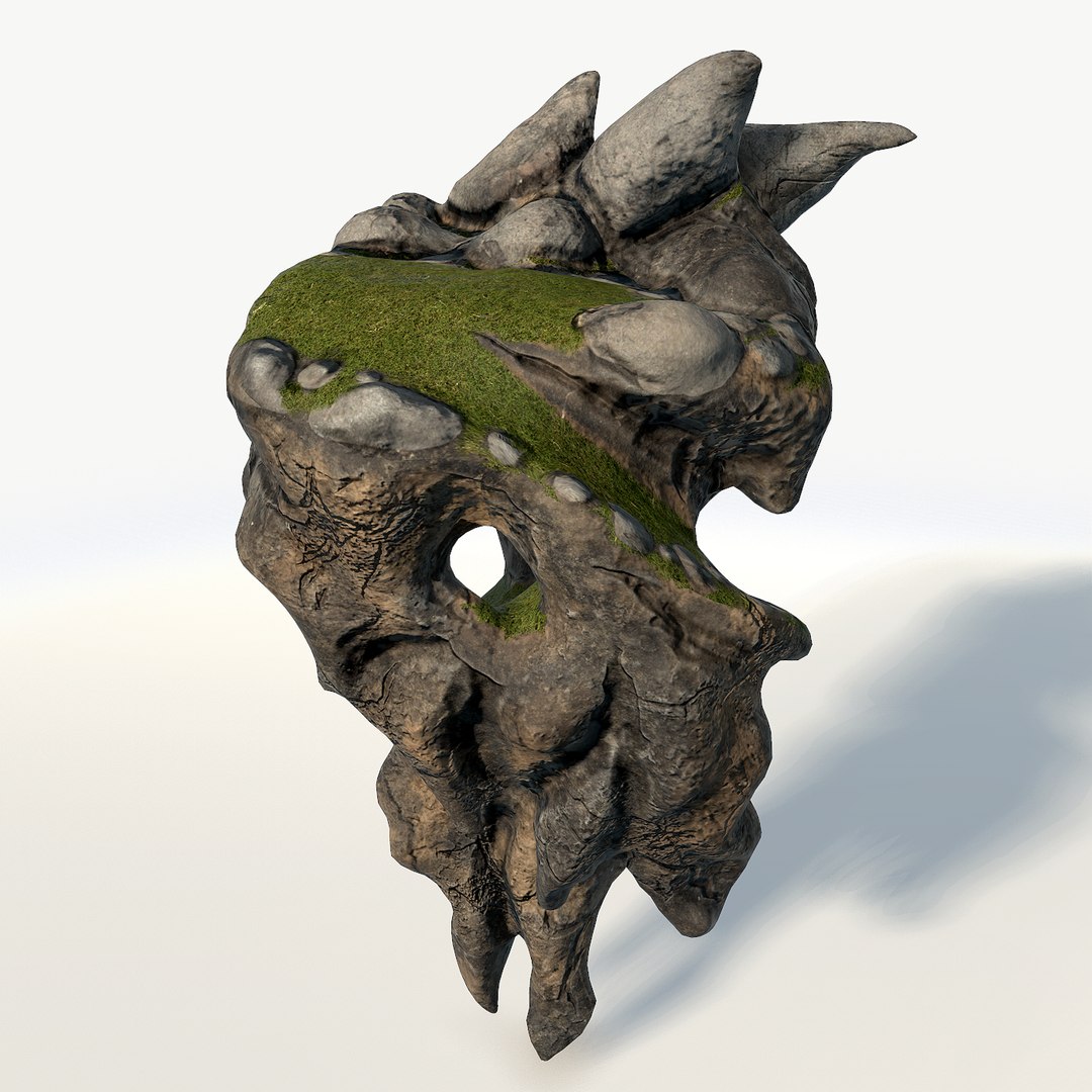 3d floating island rock