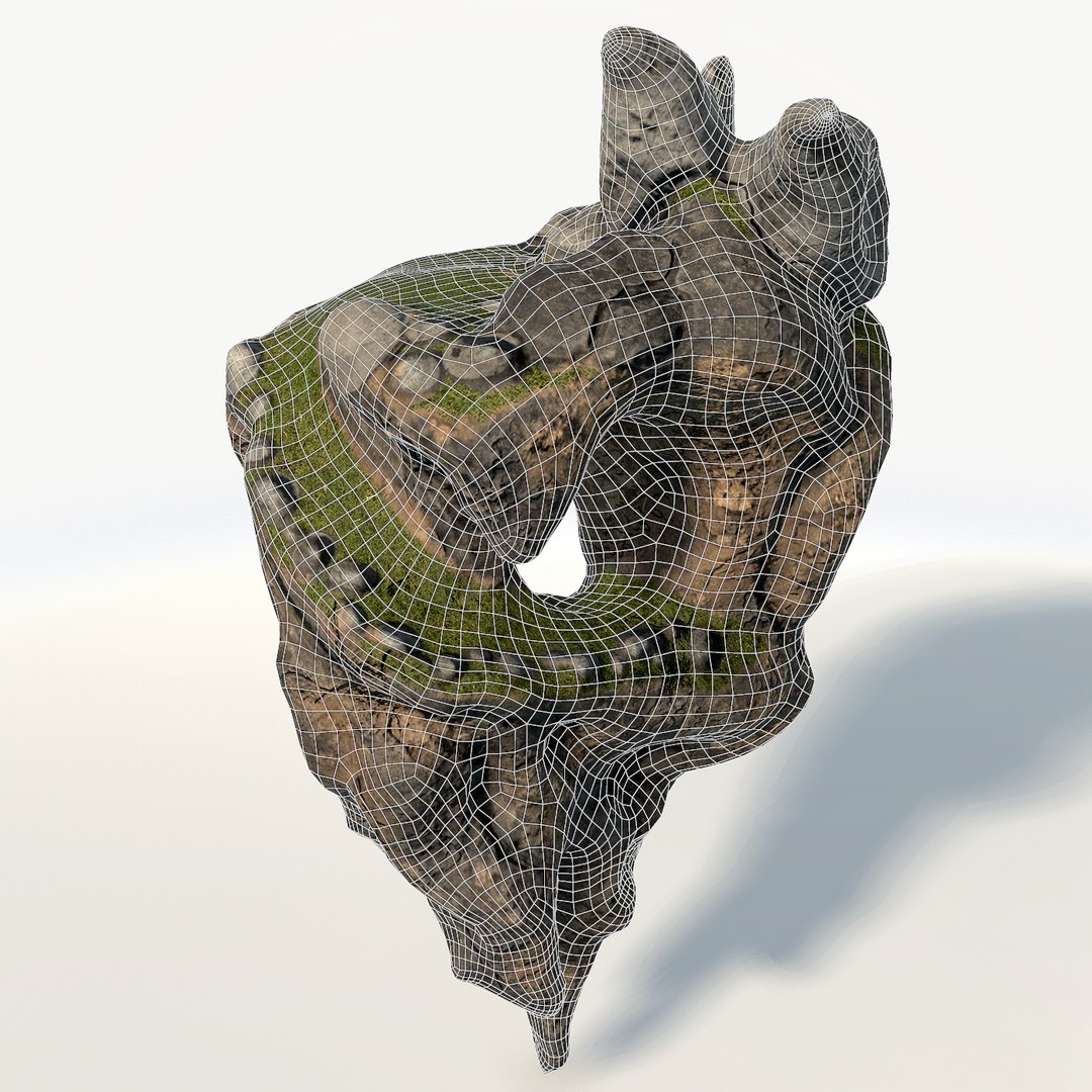 3d floating island rock