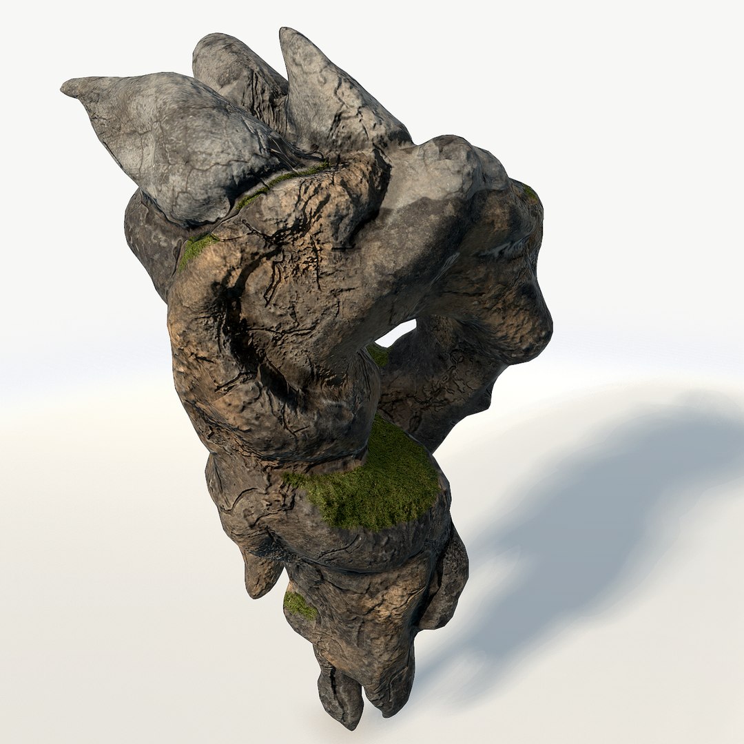 3d floating island rock
