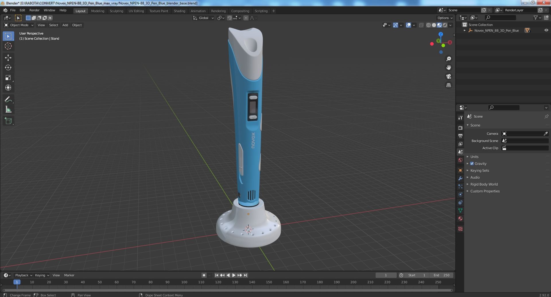 3D Model Novex NPEN-88 3D Pen Blue - TurboSquid 2130564