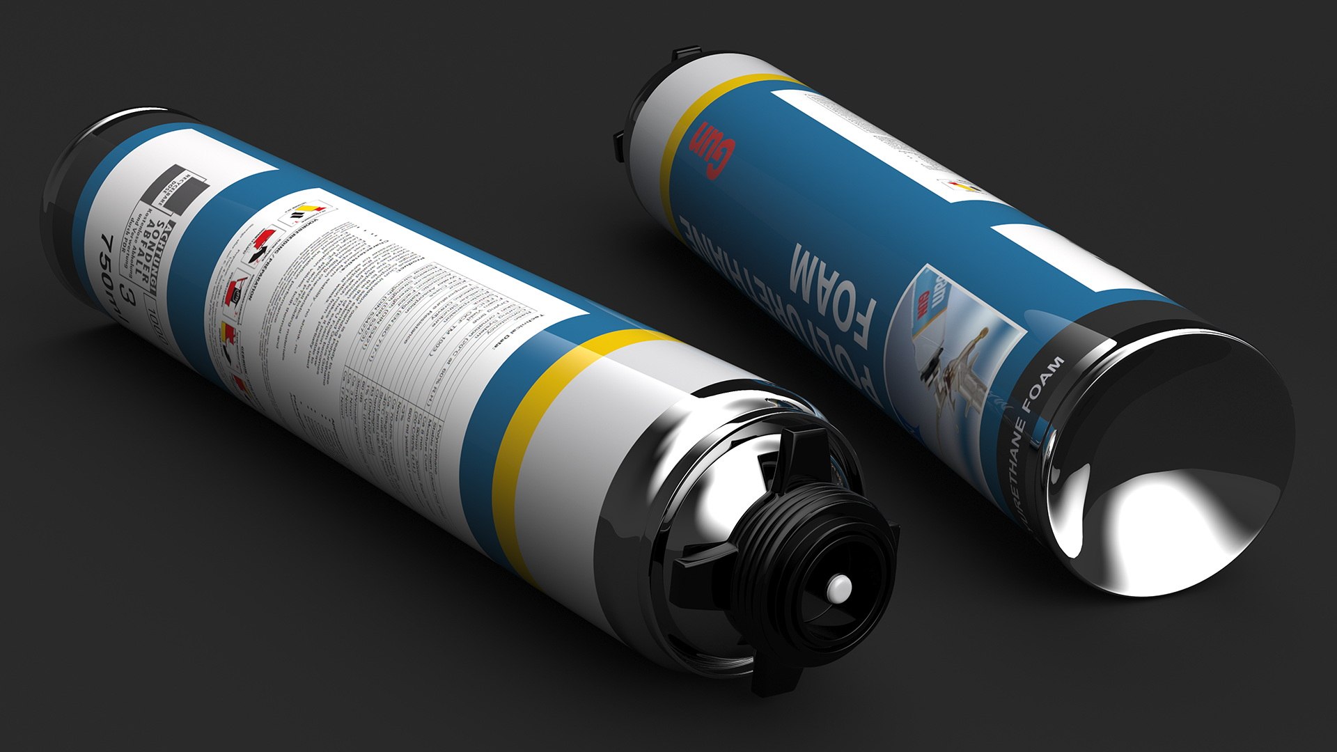 3D Spray Gun With Foam Can Soudal Model - TurboSquid 2076207