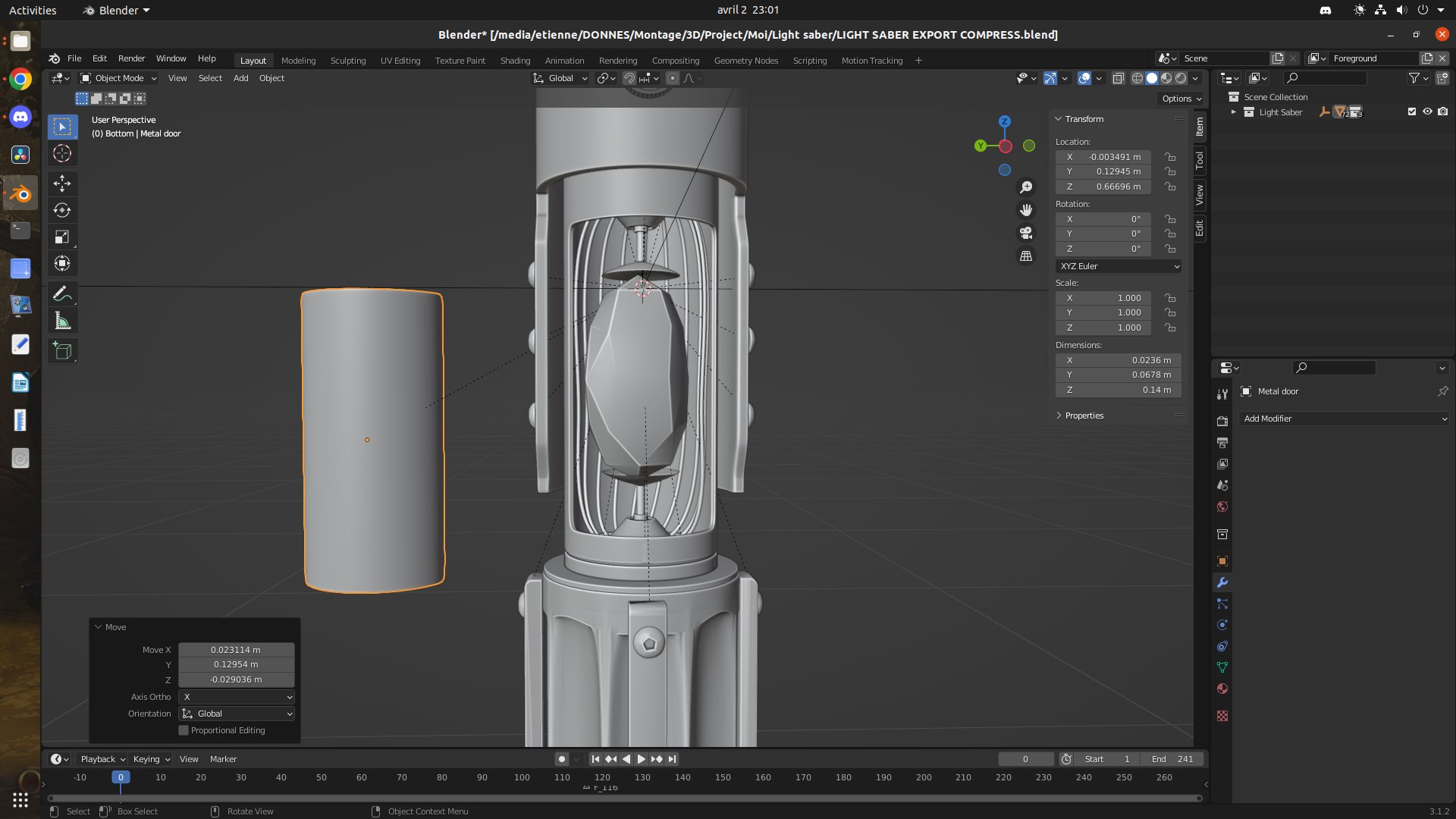 Light Saber Handle Full Separate Components No Textures 3D Model ...