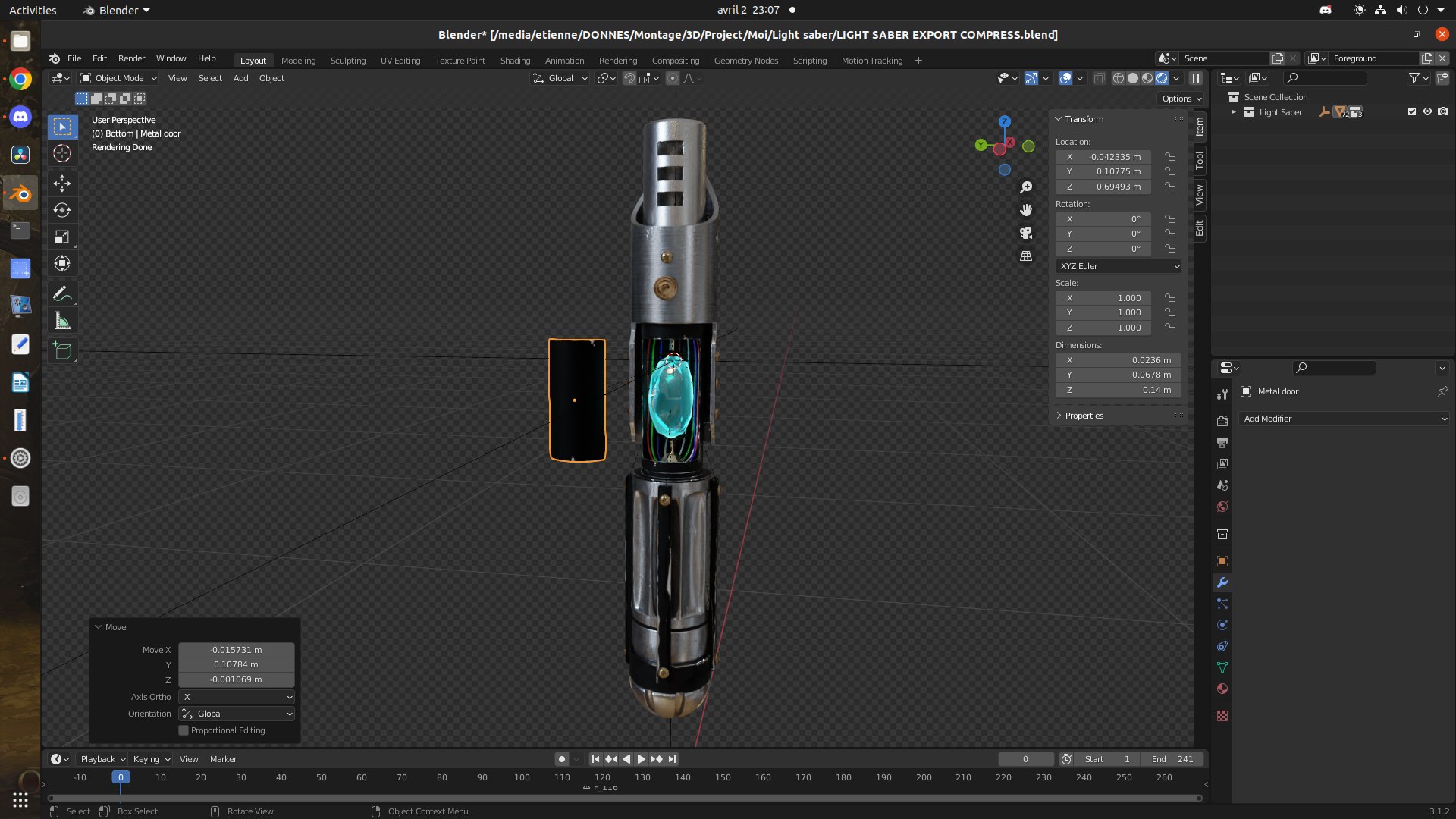 Light Saber Handle Full Separate Components No Textures 3D Model ...