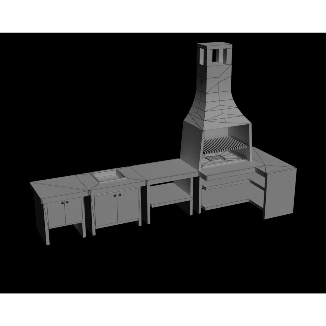 OUTDOOR KITCHEN WHIT BBQ 3D Model - TurboSquid 2349338
