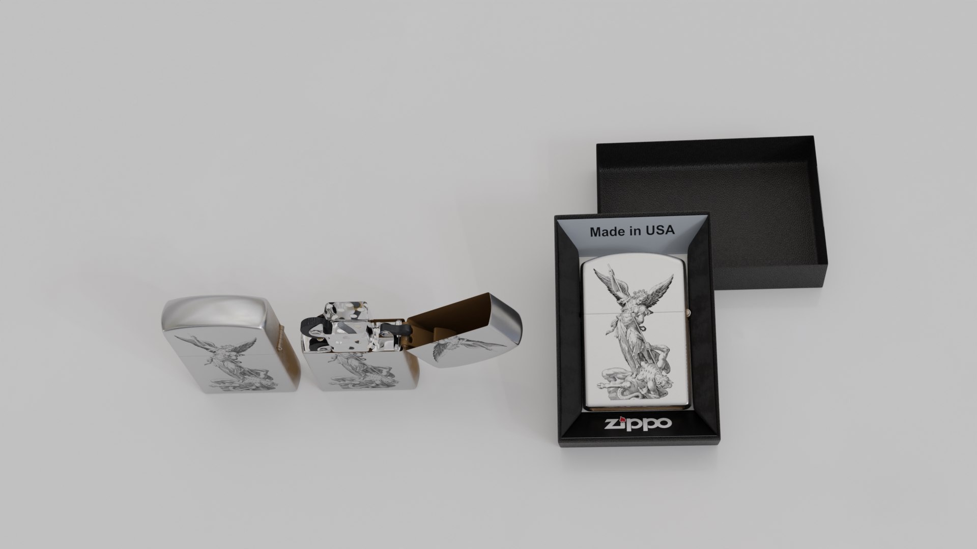 3D Zippo Lighter With Saint Michael Defeating Satan Design Model ...