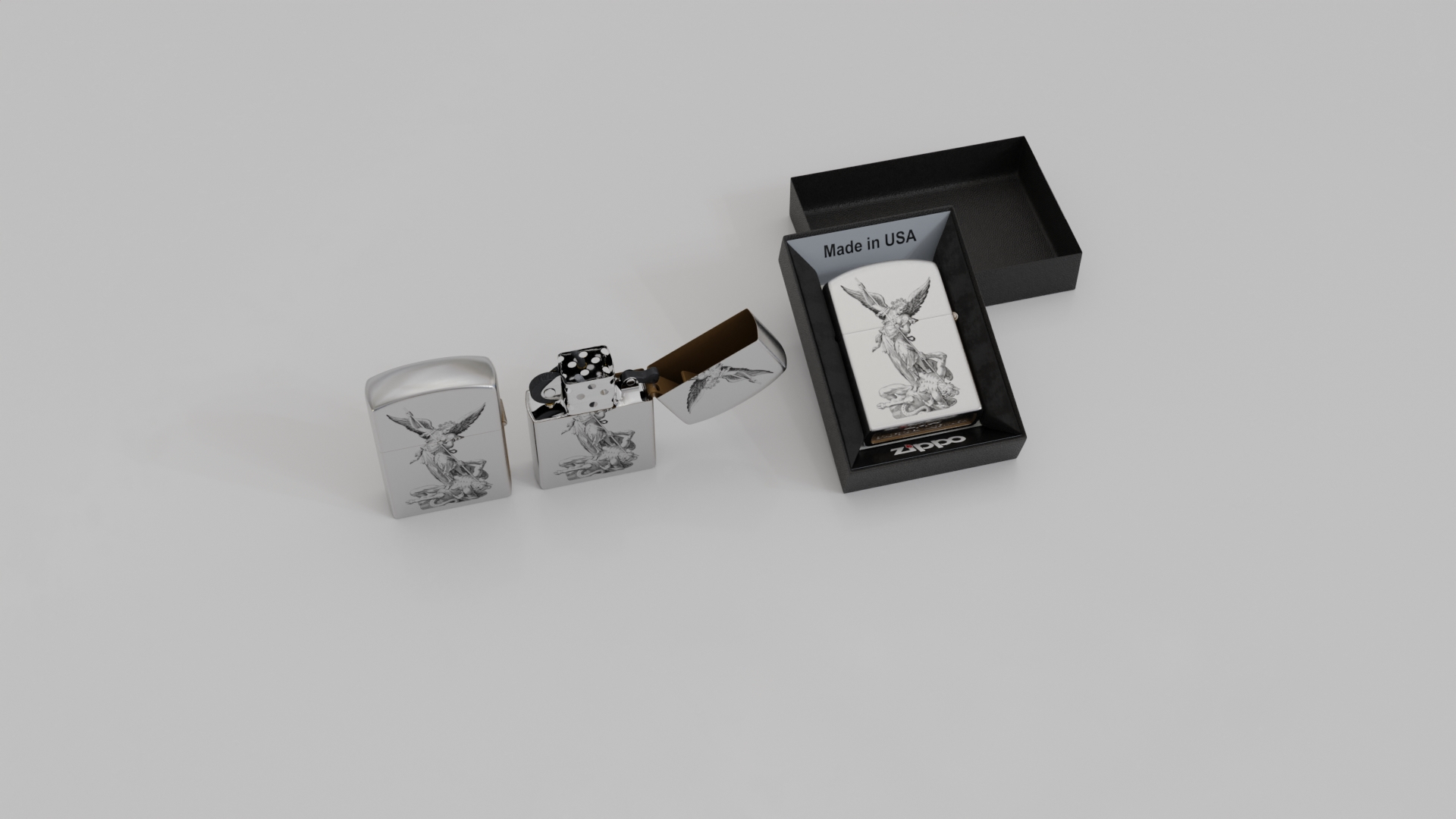 3D Zippo Lighter With Saint Michael Defeating Satan Design Model ...